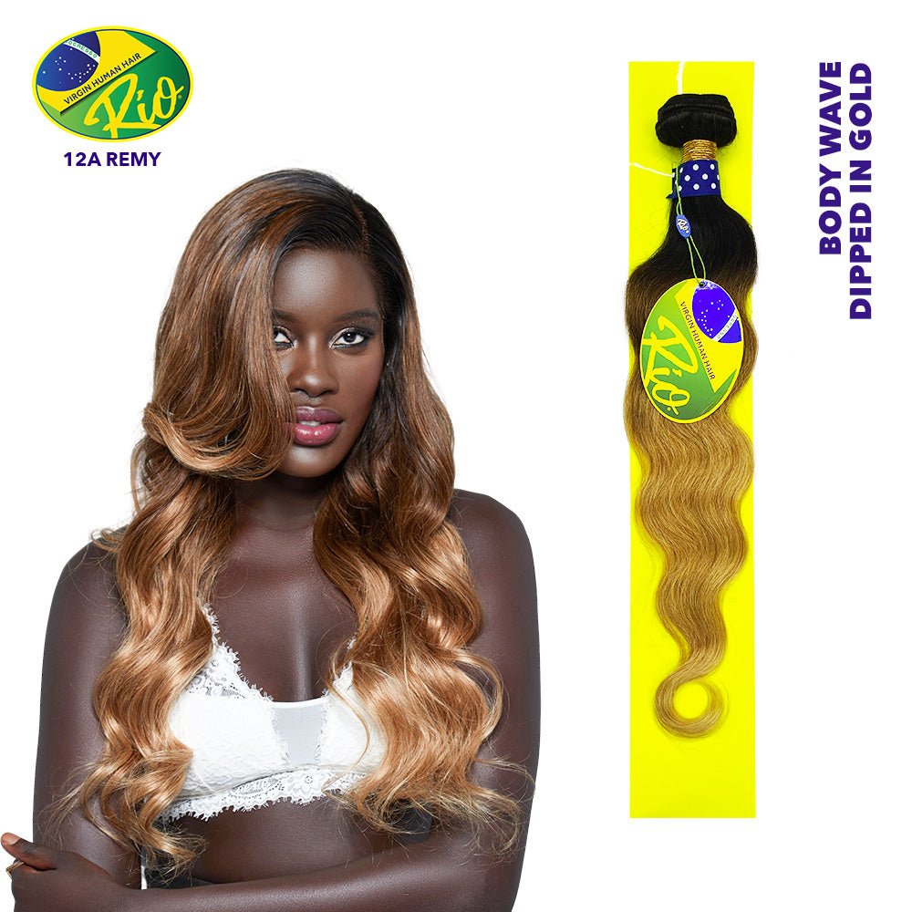 Rio 100% Human Hair Body Wave Single Bundles- Dipped In Gold