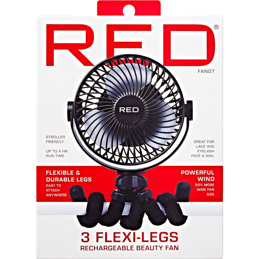 Red 3 Flexi Legs Rechargeable Beauty Fan - Portable Mini Fan