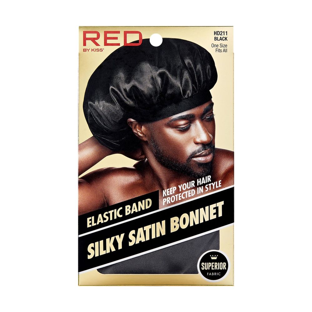 RED Men’s Silky Satin Elastic Bonnet