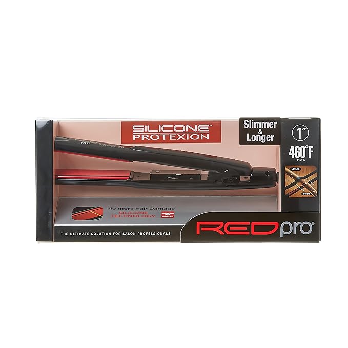 Red Pro Hair Straightener Silicone Protection Flat Iron – 1 Inch, Adju
