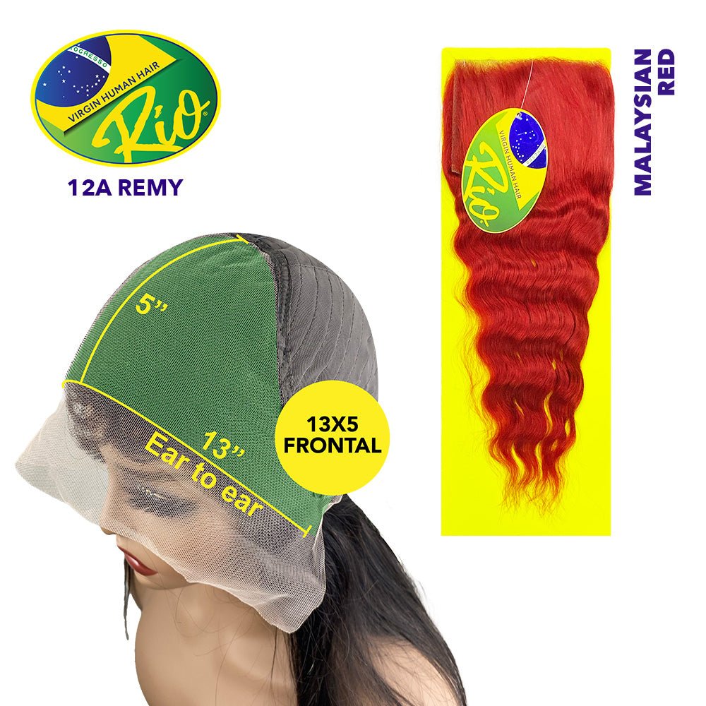 Rio 100% Human Hair Malaysian Wave 13x5 Closure - Red