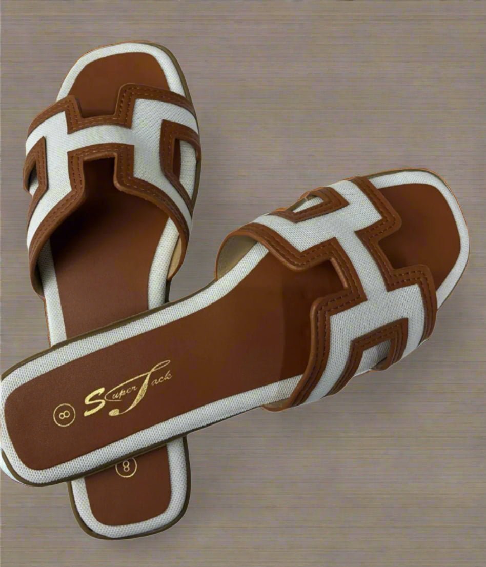 SuperJack White/Brown Sandal – Style SJ2501