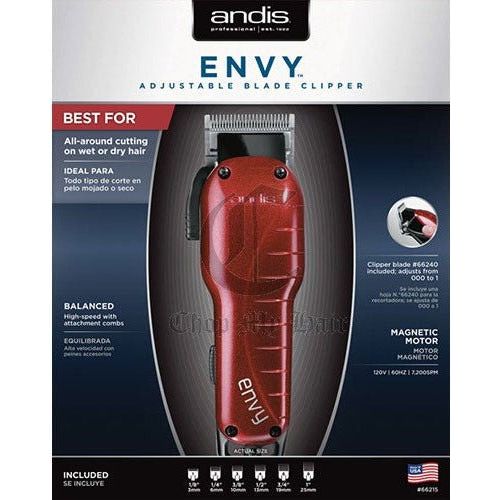 Andis Professional Envy Hair Clipper – Adjustable Blade, Red