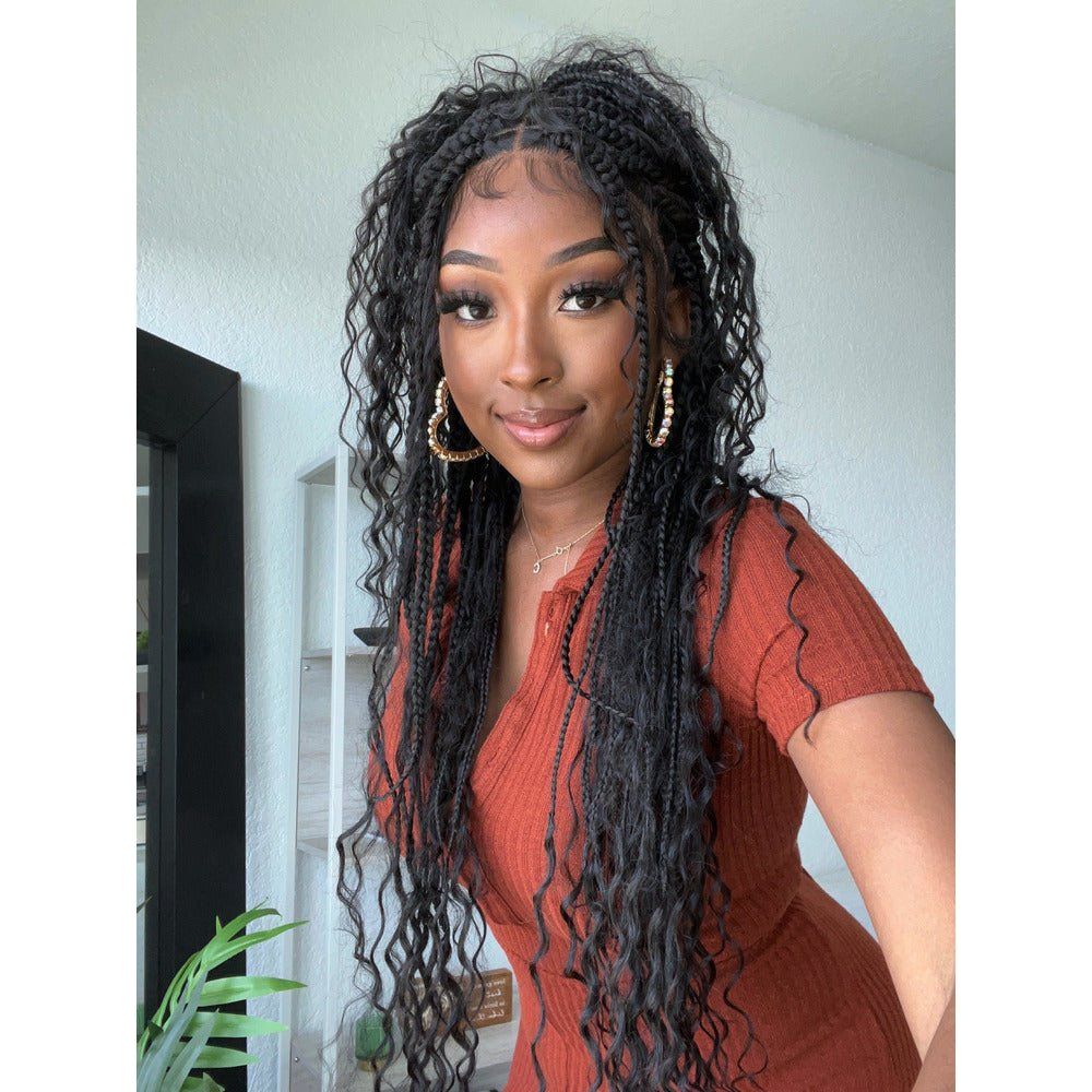 B & B Knotless Synthetic 100% Full HD Lace Wig - Bohemian Box Braid 24